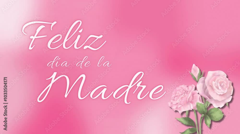 Feliz Dia de la Madre means Happy Mother's Day in Spanish. Pink flowers ...