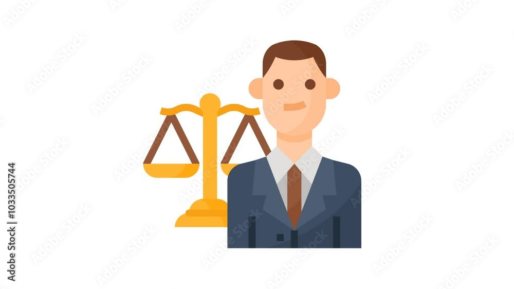 Lawyer Flat Icon Animation on Transparent Background. Character ...