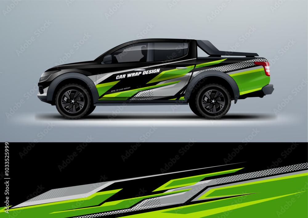 Sporty double cabin truck wrap car wrap livery design foe universal ...