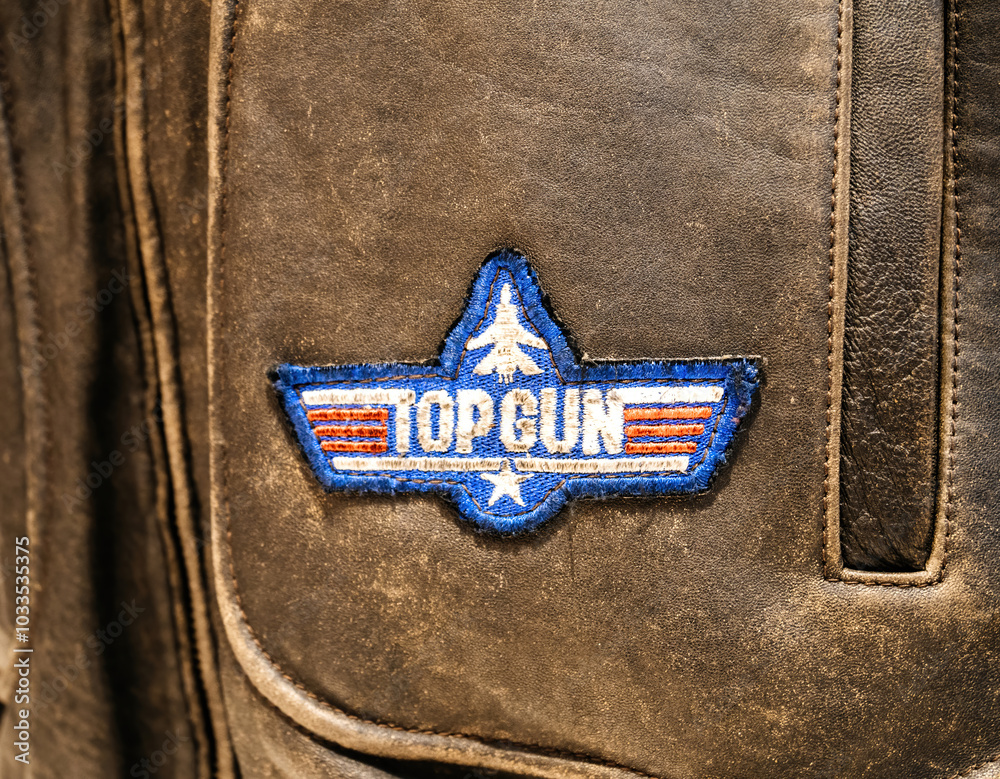 Palma, SpainA close-up of the famous Top Gun embroidered patch on a ...