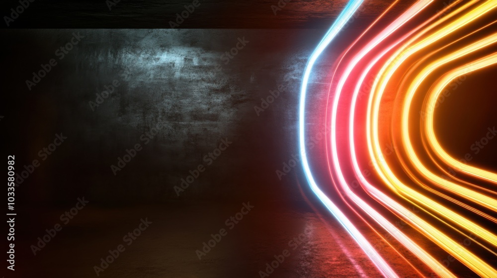 Neon glow multicolor laser beam lines pattern for digital media and ...