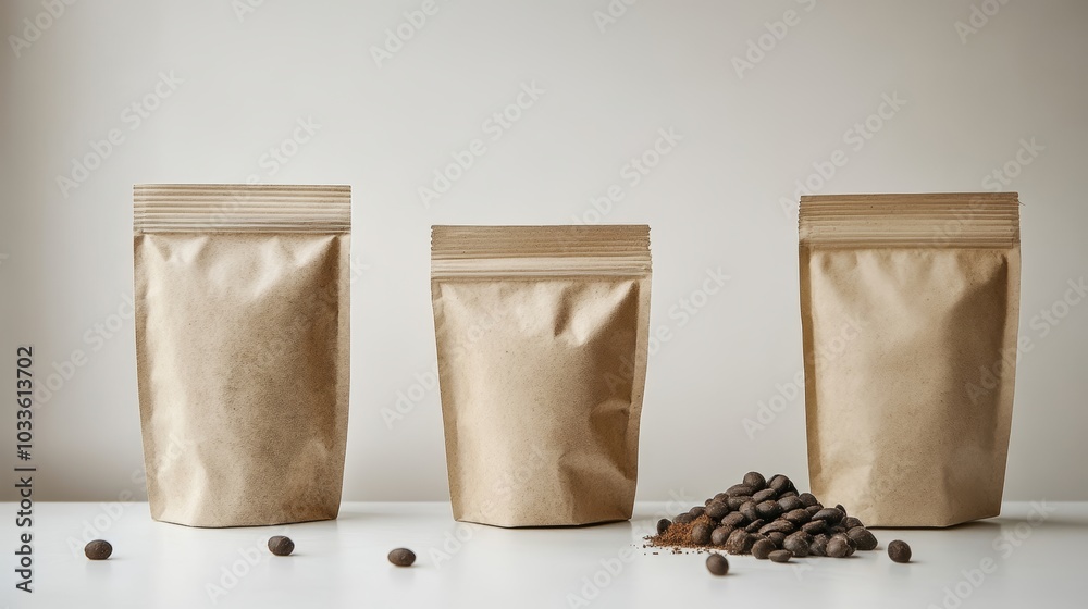 Compostable food packaging made from plant fibers, displayed on a clean ...