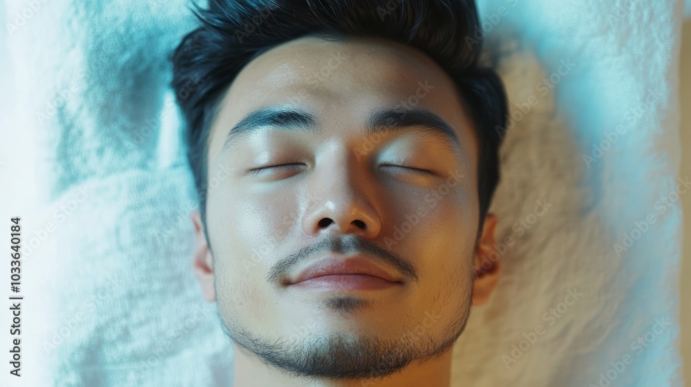 Asian man on spa procedure. Asian man in spa salon. Asian self-care ...