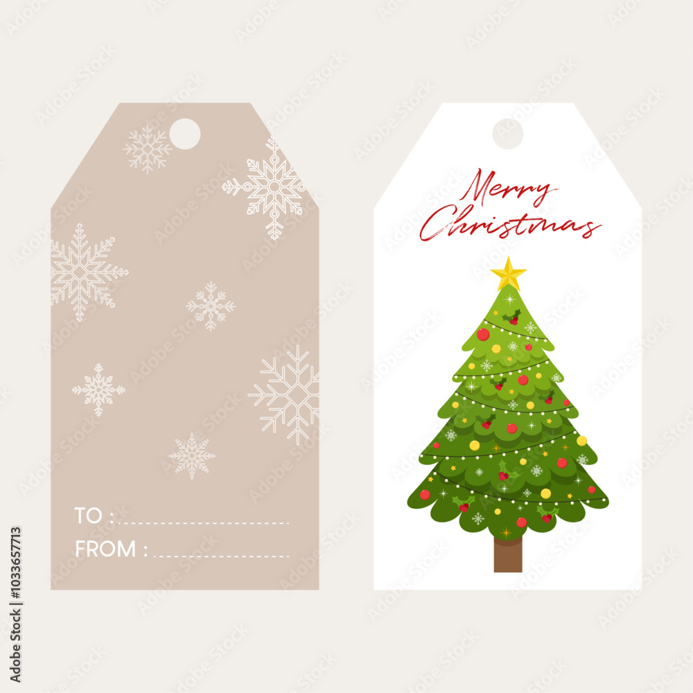 Printable christmas tag labels with front and back sides. Vector ...
