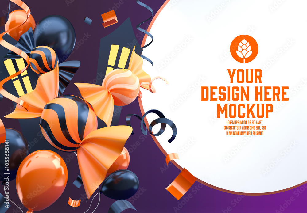 Halloween Concept with Frame and Candy Mockup Stock Template | Adobe Stock