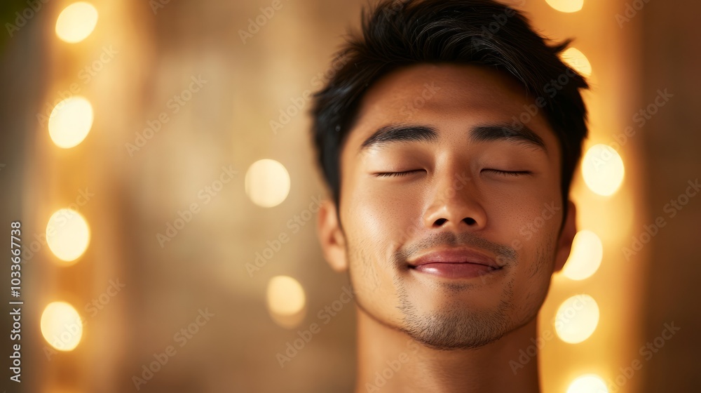Asian man on spa procedure. Asian man in spa salon. Asian self-care ...