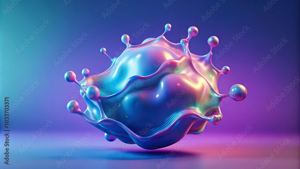 Organic animation of blob dissolving into fluid shape on colored ...