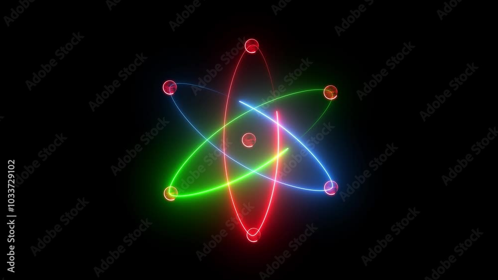 Atom or medullar icon . nucleus, neutrons, protons and electrons orbits ...