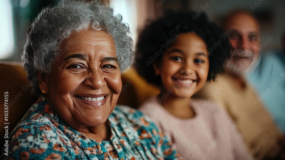 family members laughing together while looking through old photographs ...