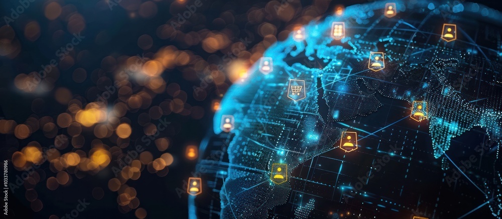 Interconnected Global Digital Landscape With Futuristic Technology Communication Network Data