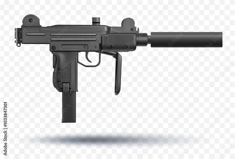 submachine gun uzi firearms modern weapons realistic vector ...