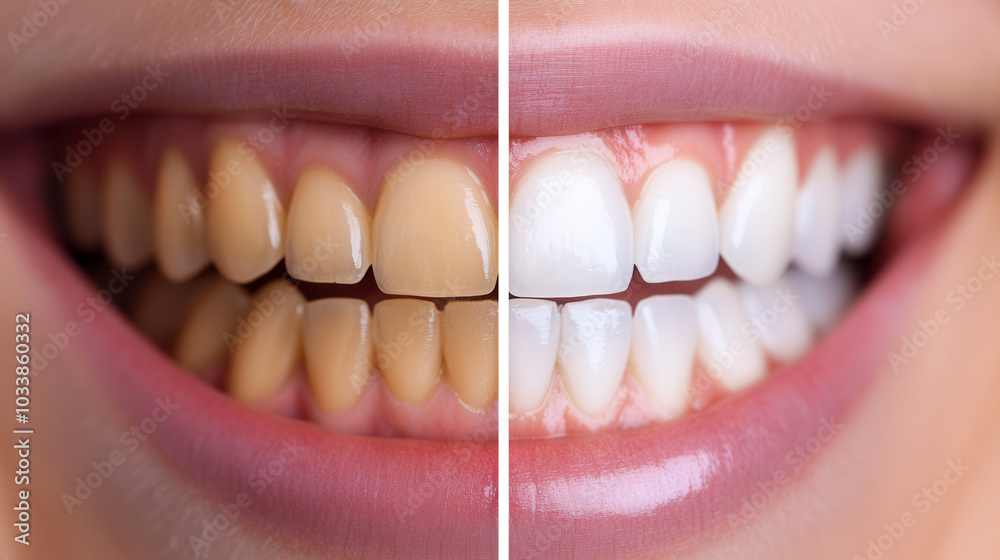 A close-up photo showing the same set of teeth, with one side ...