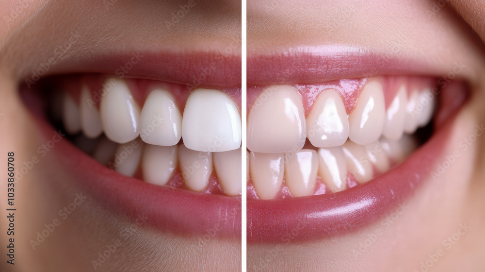 A close-up photo showing the same set of teeth, with one side ...
