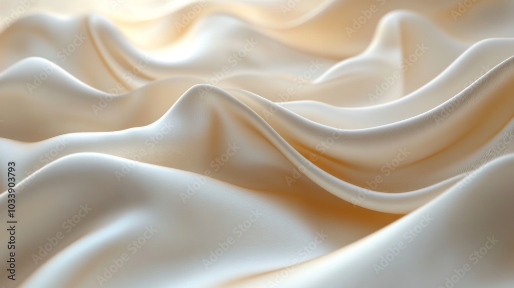 Luxurious silk drapes across a surface, creating soft, flowing waves ...