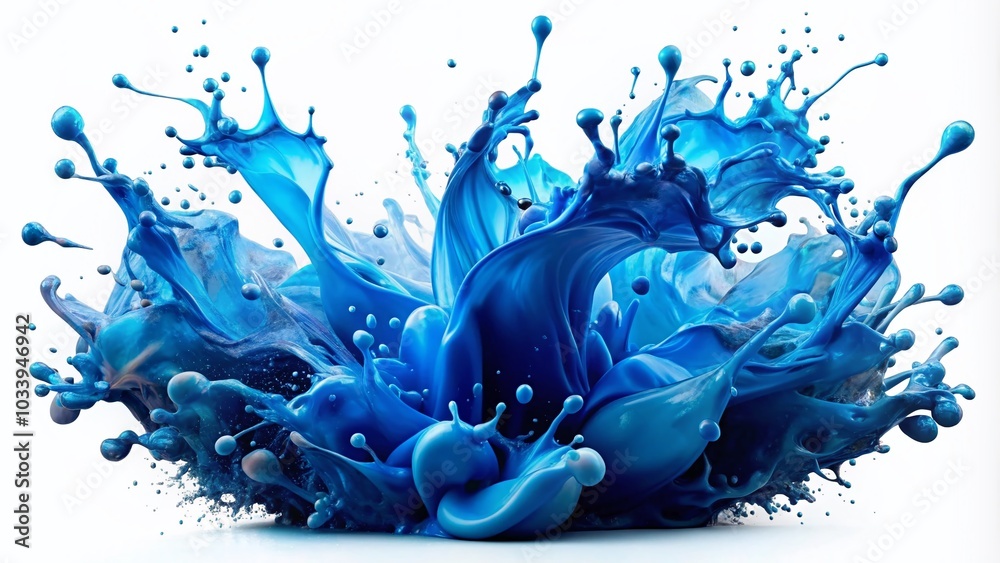 Blue Ink Drops and Blots on Transparent Background for Graphic Design ...
