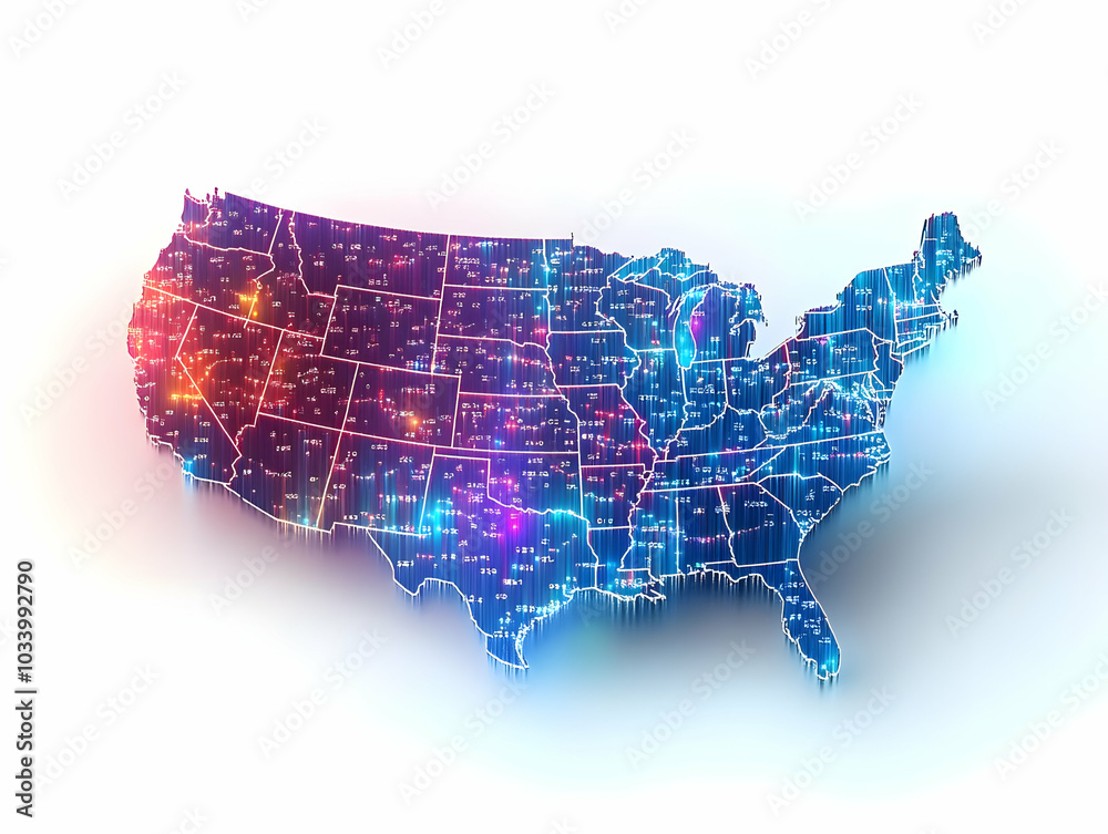 Flat Holographic Electoral College Map Concept: Aerial View with ...