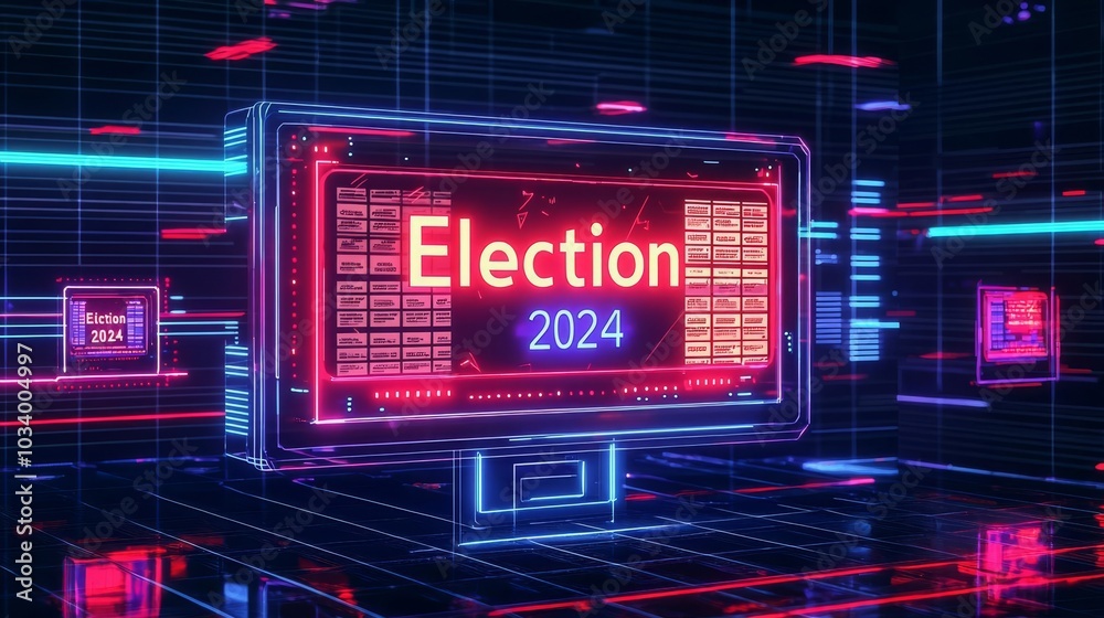 USA election vote 2024 A holographic voting screen displaying "Election ...