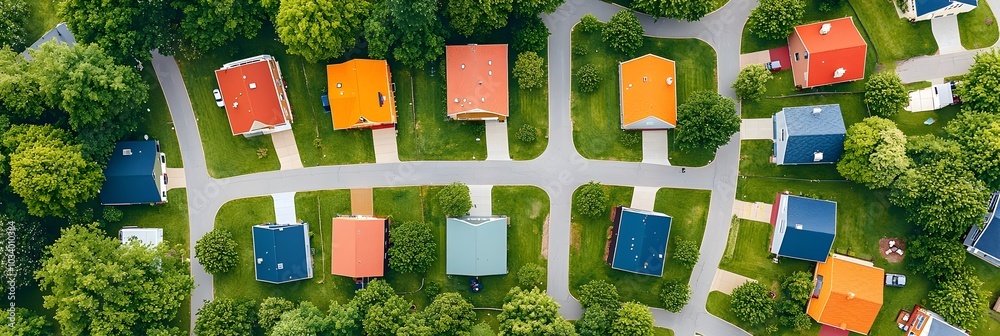 Aerial view showcasing the symmetrical and organized housing patterns ...