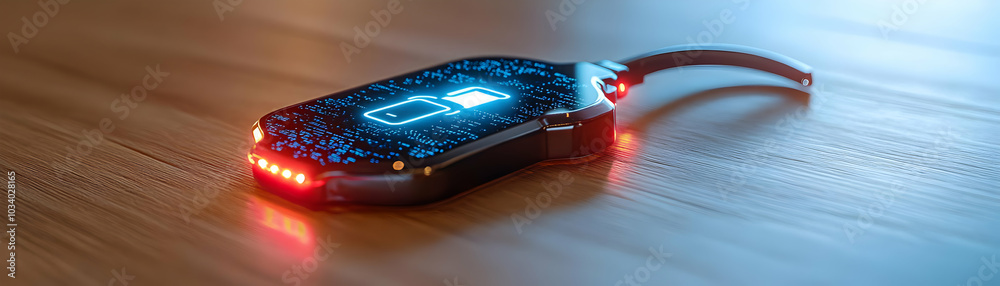 Holographic Electric Car Key Concept with Floating Battery Icon and ...