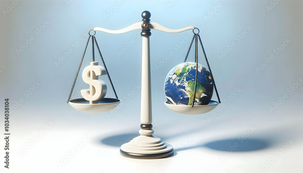 3D Floating Scale Balancing Earth and Dollar Sign - Vector Illustration ...