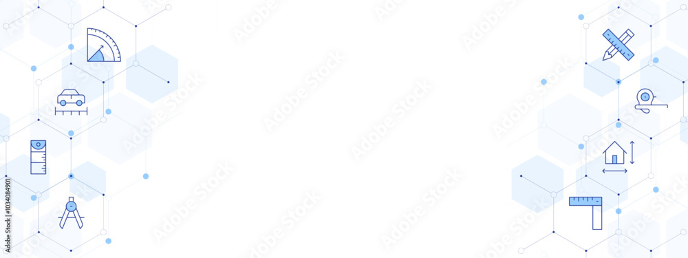 Measure Banner Vector Illustration with Two-sided Icon Style. Line ...