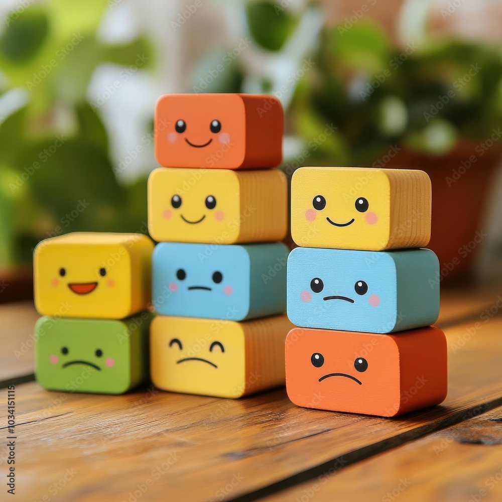 Create a digital marketing concept using colorful wooden blocks with ...