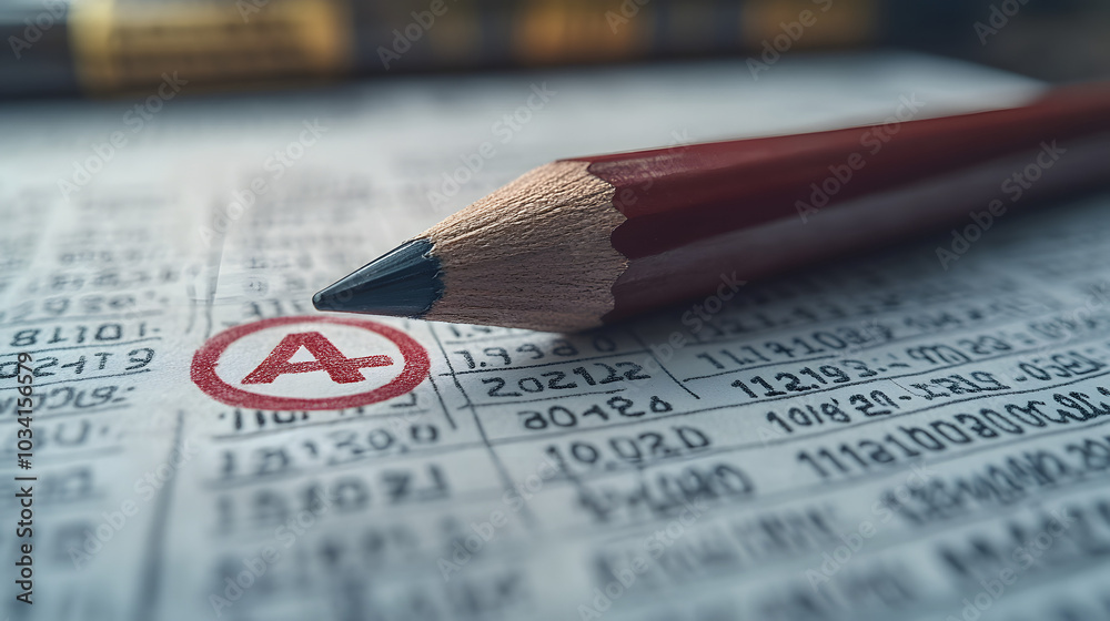 A Photograph of an Exam Paper with the “A” Mark Circled in Red ...