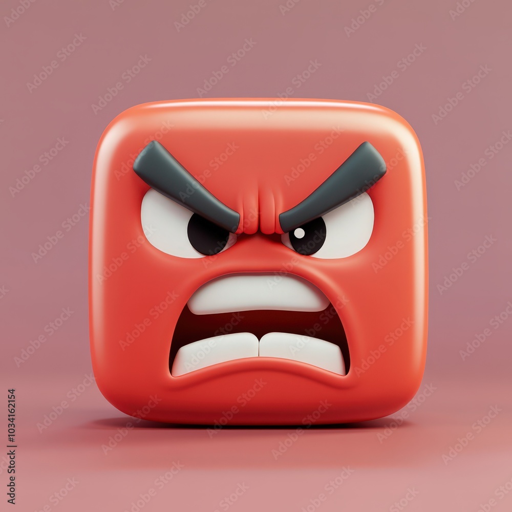 Angry cartoon character with a frowning face and furrowed brows on a ...