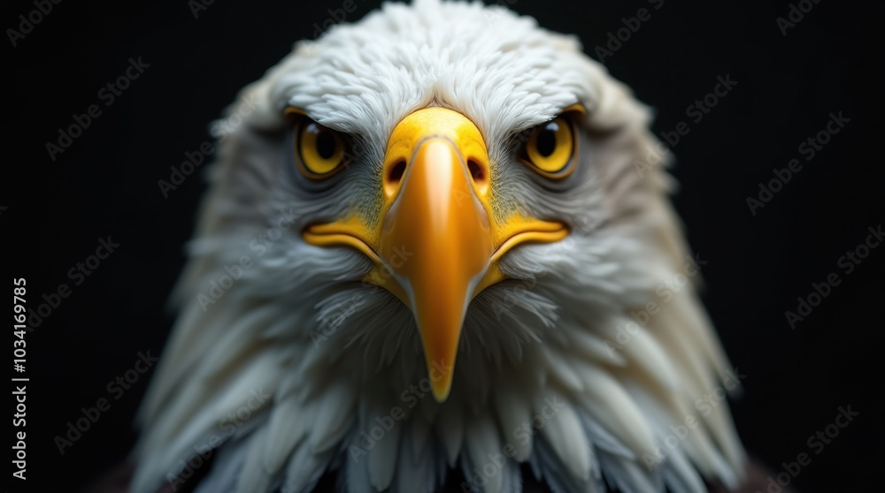 A powerful close-up of a bald eagle's face in side profile, showcasing ...