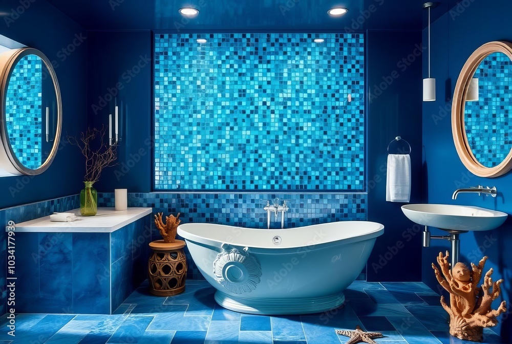 Use deep blue and aqua colors to mimic the ocean Install glass w Stock ...