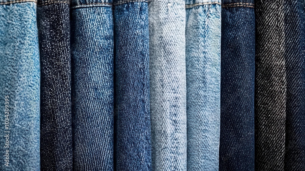 A throwback photo of blue jeans trends from different decades, showing ...