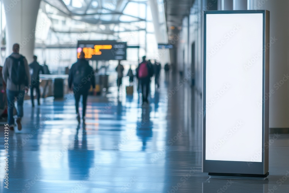 Blank vertical sign board in a busy modern airport terminal Stock Photo ...