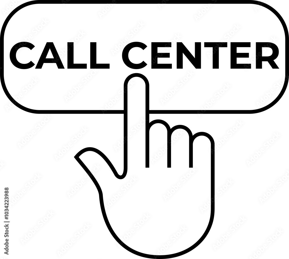 silhouette icon hand touching call center button 24h and customer ...