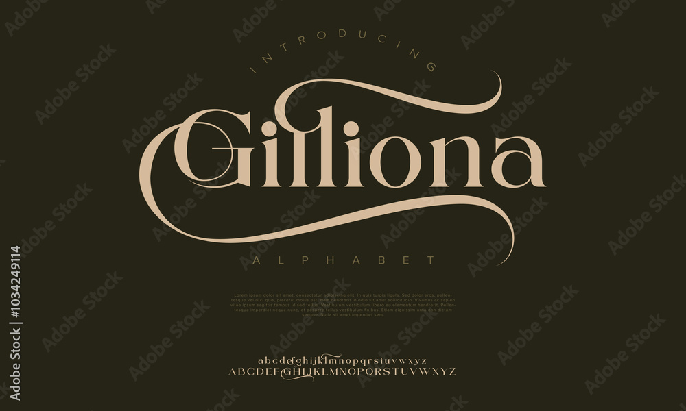 Gilliona premium luxury elegant alphabet letters and numbers. Vintage ...