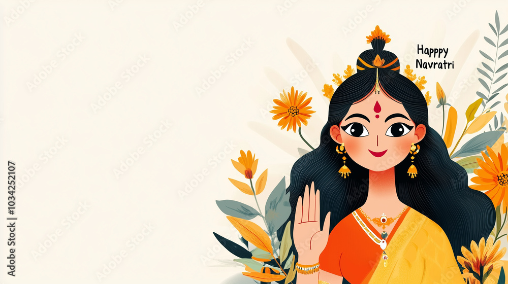 Divine Portrait of Maa Durga with Her Blessing Hand and Festive ...