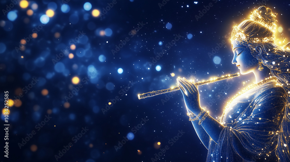 Cosmic Lord Krishna with Mystical Energy A detailed and vibrant ...