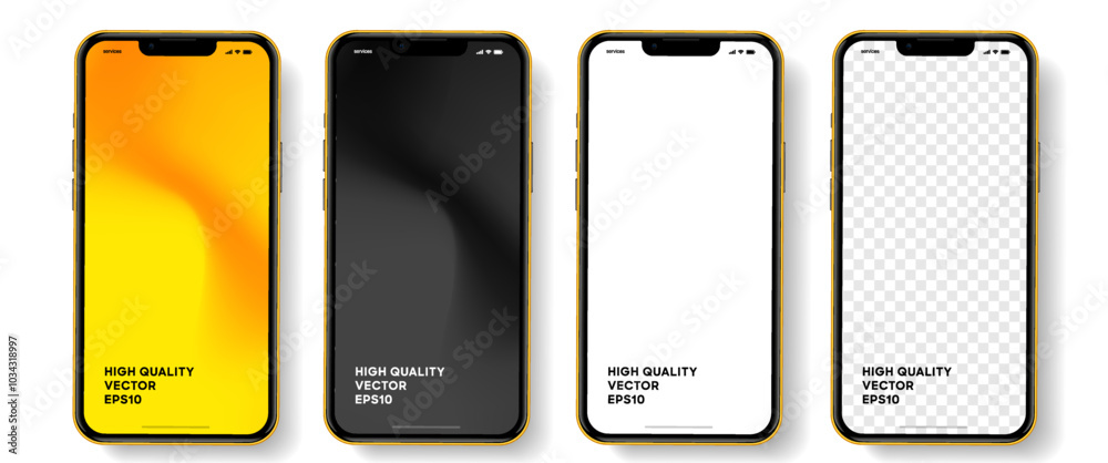 Realistic smartphone mockup. Mobile phone vector with isolated on white ...