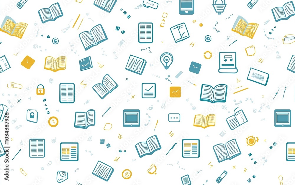 Colorful educational icons representing learning tools and resources ...