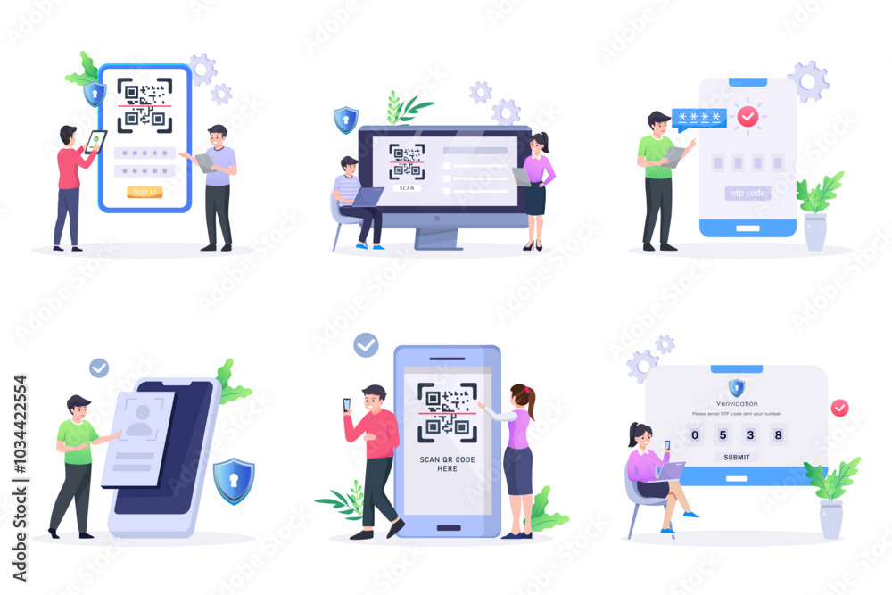 People paying with QR code in supermarket, clothing store and hardware ...