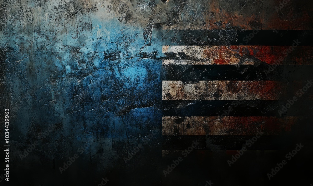 Distressed, patriotic illustration blending grunge texture with a thin ...