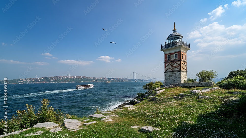 Maiden's Tower in Uskudar, Istanbul, a historic lighthouse from the ...