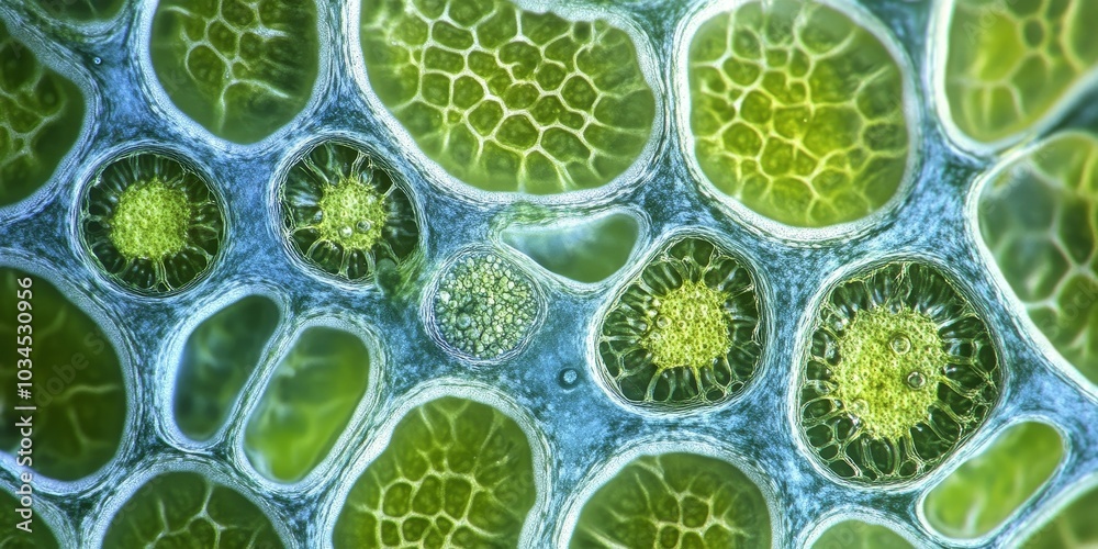 Detailed observation of plant guard cells under a microscope, showing ...