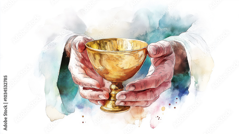 Communion, hand of Christian reached out to partake in holy bread ...