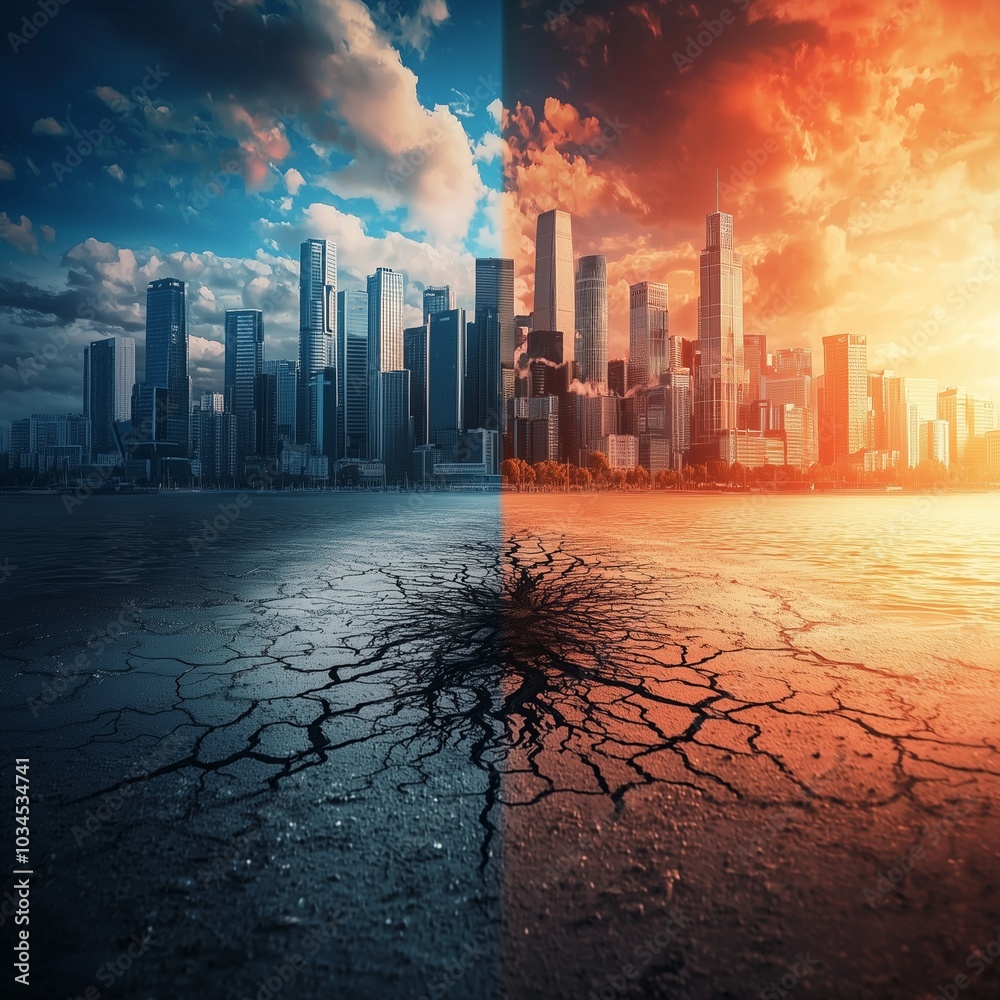 Global warming and climate change. chart of forecasted temperature rise ...