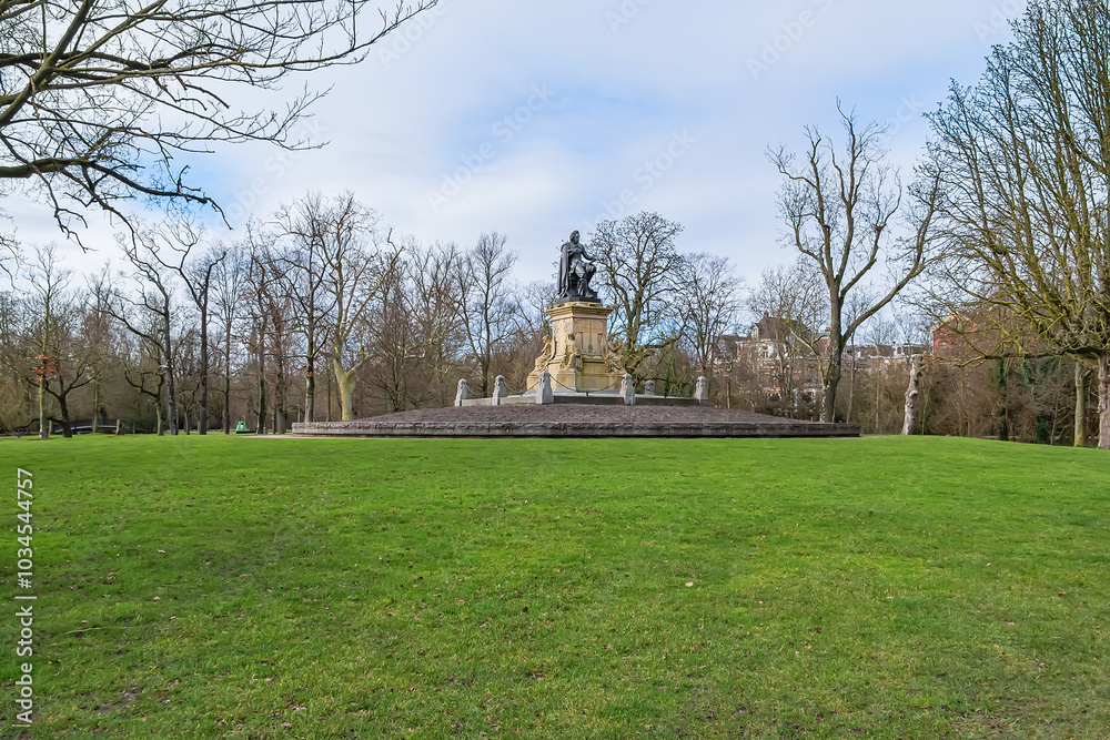 Joost van den Vondel Statue - monument to 17th-century Dutch poet and ...