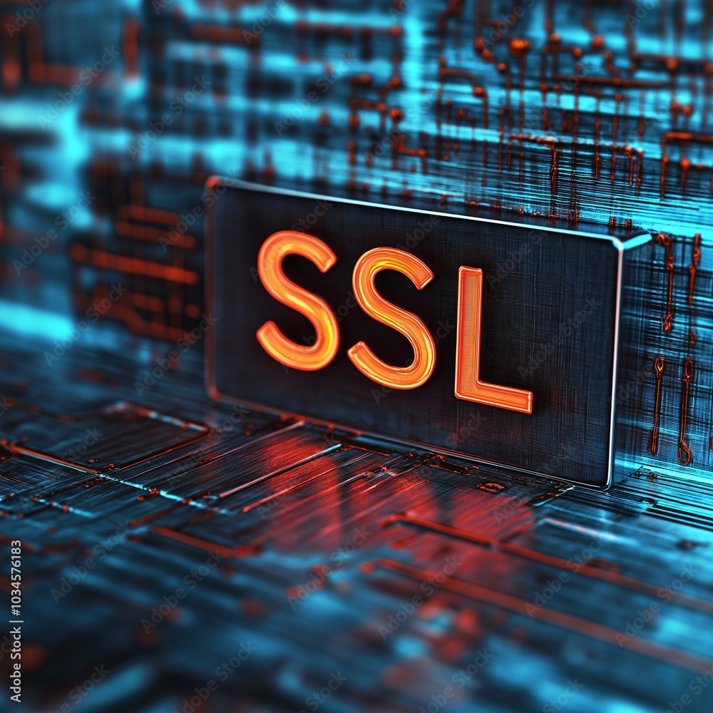 SSL technology glowing on a digital circuit board, depicting ...