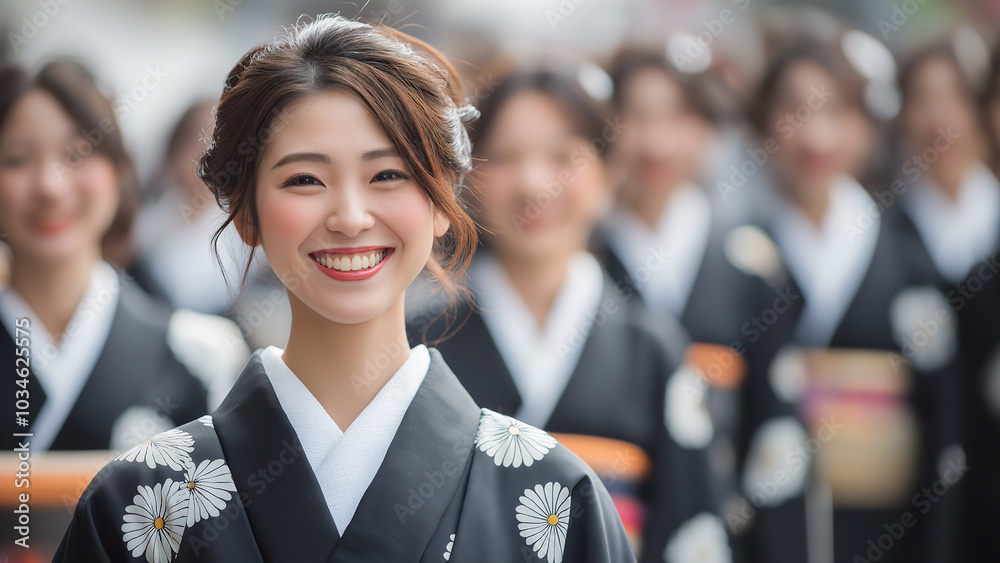 Japanese people wearing traditional Kimono (Wahuku). Actors in Japanese ...