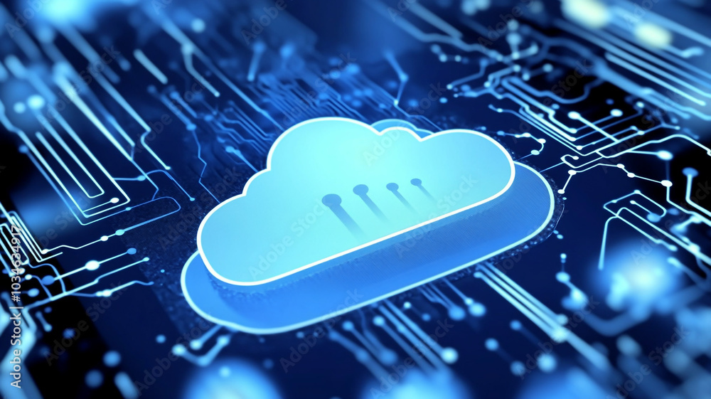 Cloud computing concept shown with digital circuit design and artistic ... Cloud computing concept shown with digital circuit design and artistic ...