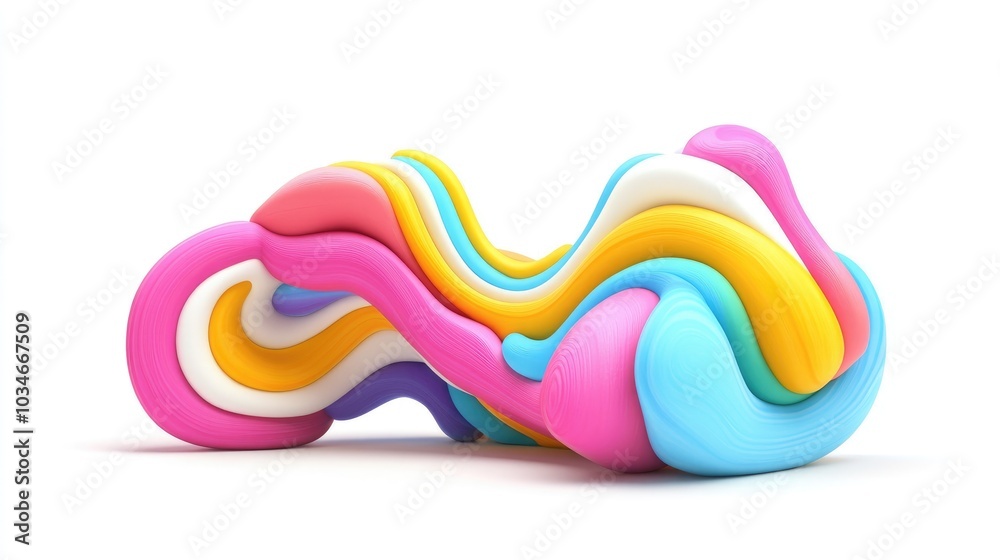 Isolated playdough sculpture depicted in a 3D cartoon rendering on a ...