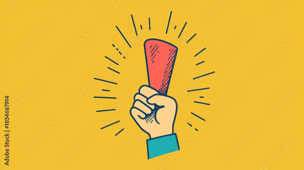 Hand holding an exclamation mark in one line art depicting admiration A ...